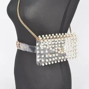 BB Boutique | Bags | Rhinestone Clear Belt Bag Wchain | Poshmark